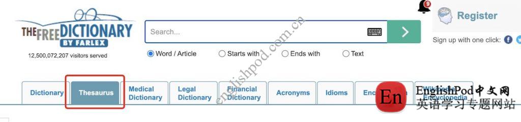 Thesaurus：一个帮助构建可视化英语词汇思维的免费在线词典 - EnglishPod中文网